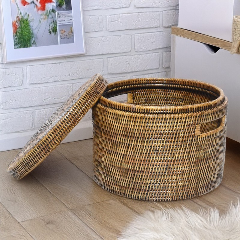 RATTAN ISLAND - RATTAN ROUND LARGE STORAGE BOX DIRECT FROM ASIA ...